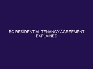 BC Residential Tenancy Agreement Explained - rentincrease